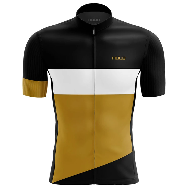 HUUB Mens Iron Pattern Short Sleeve Jersey Black Gold Sportpursuit