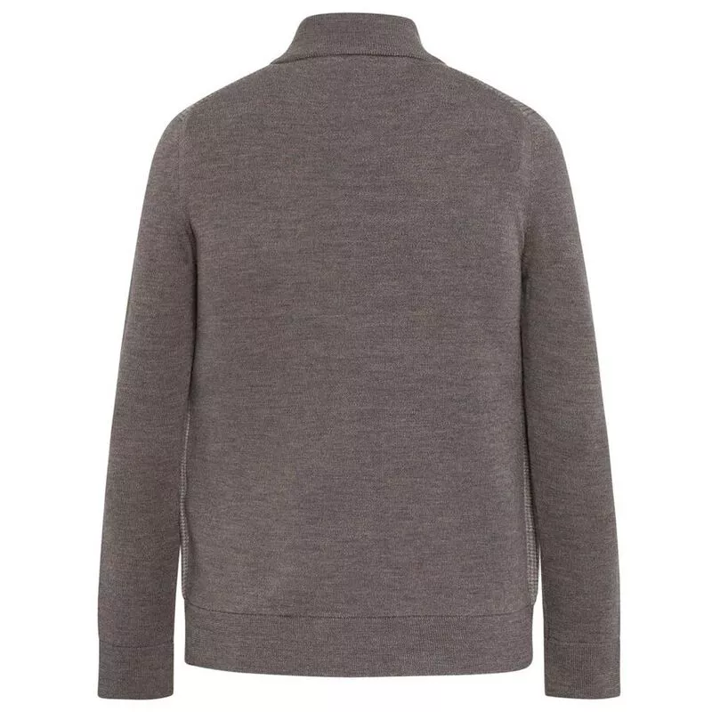 Hackett Mens Jacquard Panel Zipped Cardigan (Beige) | Sportpursuit.com