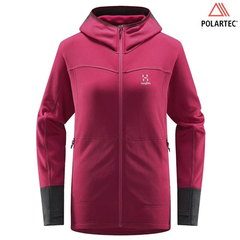 Haglöfs Womens Betula Hooded Fleece Jacket (Deep Pink/Magnetite) | Spo