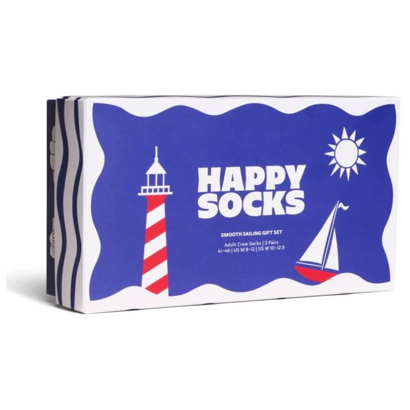 Happy Socks 3-Pack Smooth Sailing Gift Set Socks (Blue) | Sportpursuit