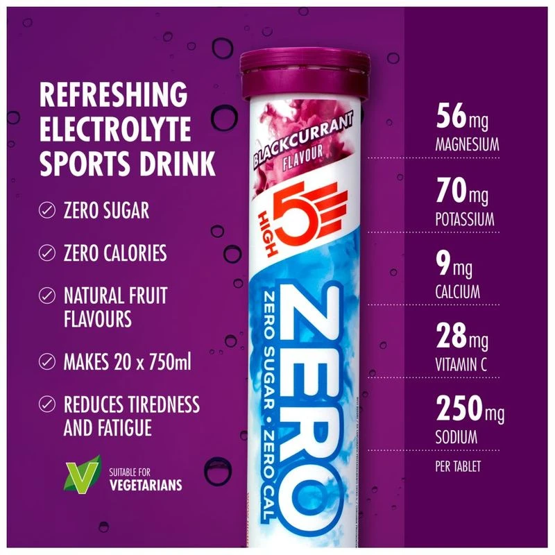 High5 Zero Hydration Tablets (Blackcurrant - 8 x 20 Tabs) | Sportpurs