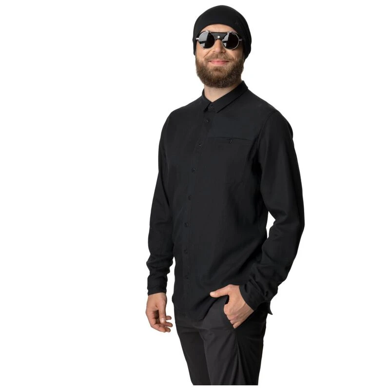 Houdini Mens Out and About Merino Blend Shirt (True Black) | Sportpurs