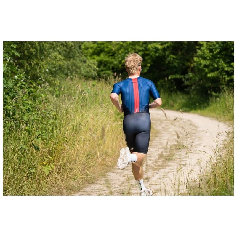 HUUB Mens Earo Pro Aero Long Course Tri Suit (Navy/Red) | Sportpursuit
