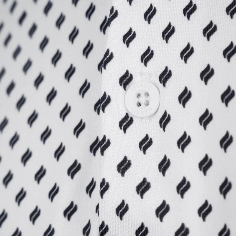 Island Green Golf Mens Diamond Print Polo (White) | Sportpursuit.com