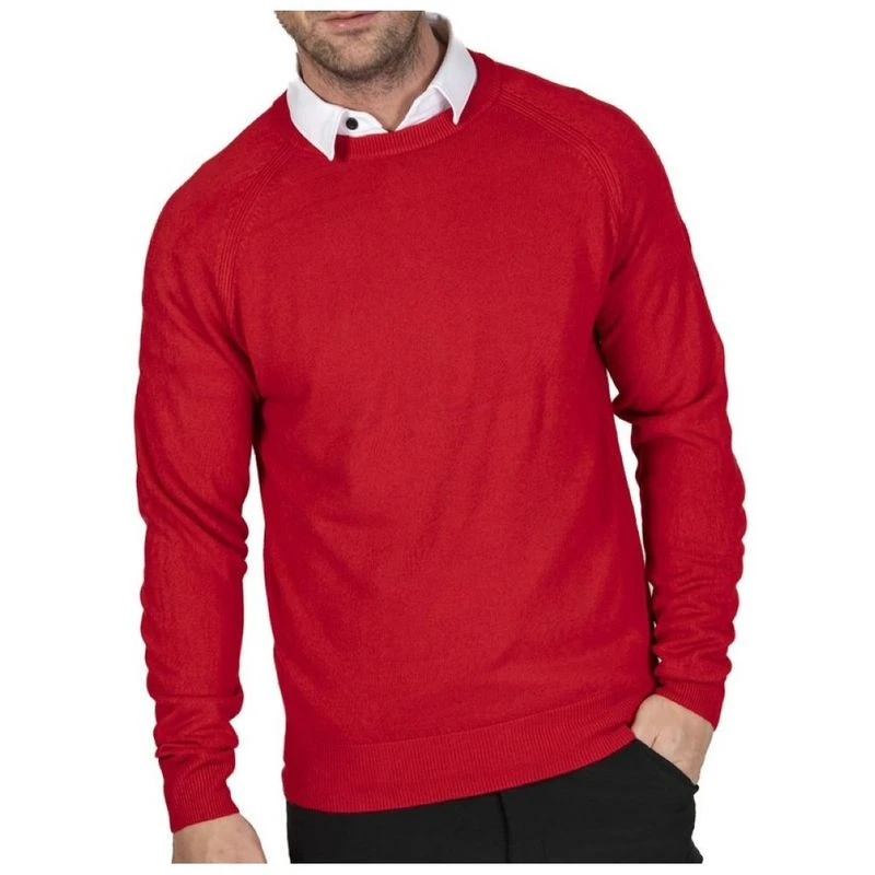 IslandGreenGolf Mens Raglan Sleeve Crew Neck Knit Pullover (Red) | Spo