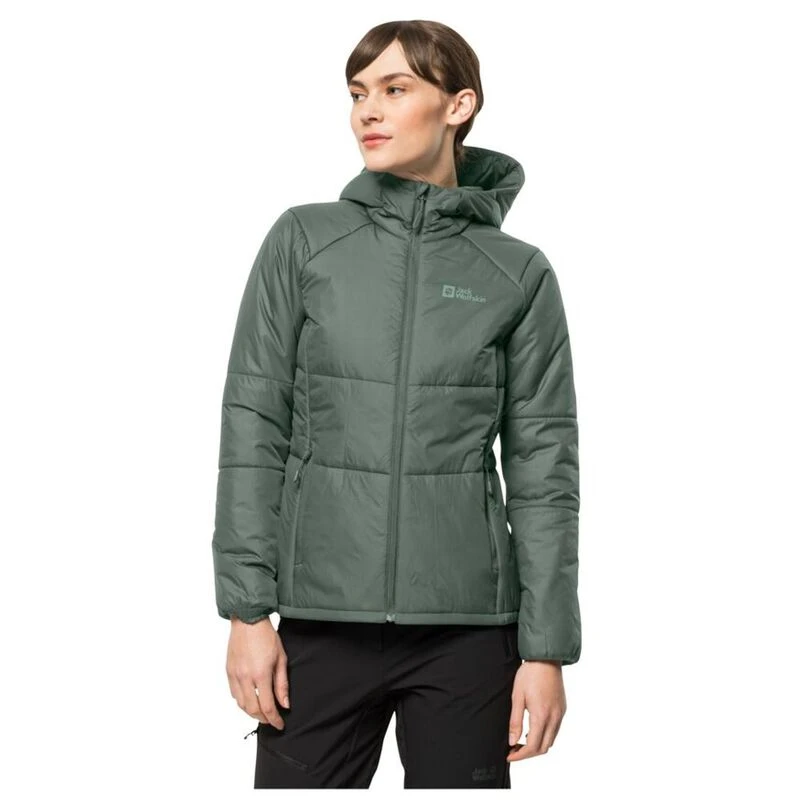 Jack Wolfskin Womens Bergland Insulated Hooded Jacket (Hedge Green)