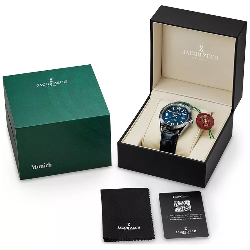 Jacob Zech Munich Automatic Watch (Silver/Dark Blue) | Sportpursuit.co