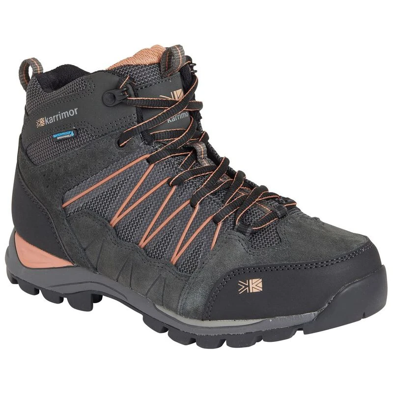 Karrimor Womens Pinnacle Mid Weathertite Hiking Boots (Black/Pink) | S