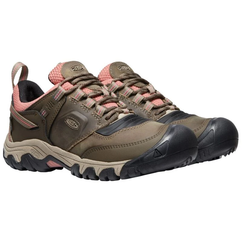 Keen Womens Ridge Flex Waterproof Hiking Shoes (Timberwolf/Brick Dust)
