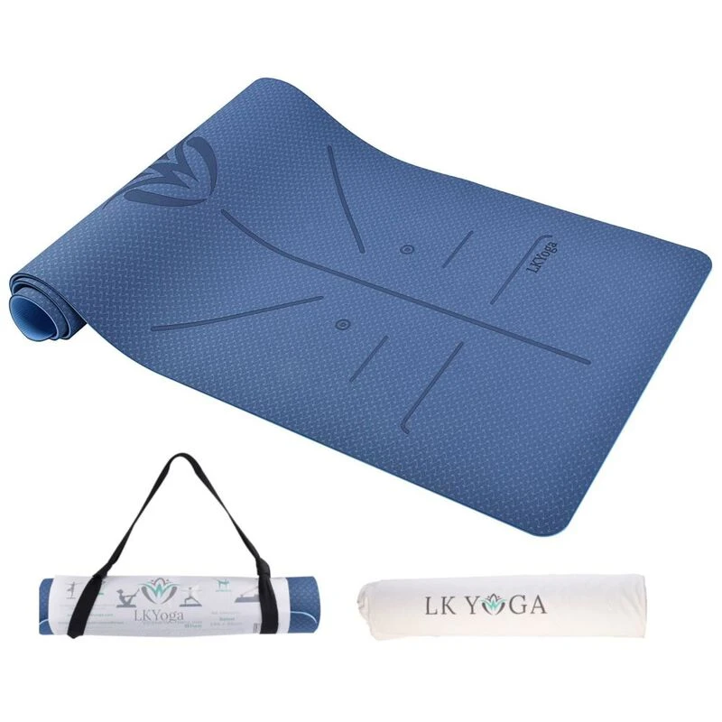 LK Yoga Virasana Yoga Mat Bundle (Blue/Blue) | Sportpursuit.com
