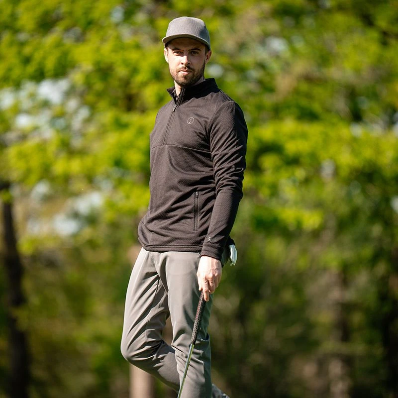 Lochie Jersey Grid Fleece Quarter Zip Hombres (Negro) | privatesportsh
