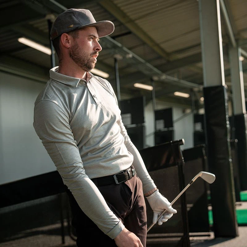 Lochie Mens LS Tech Polo (Harbour Mist) | Sportpursuit.com