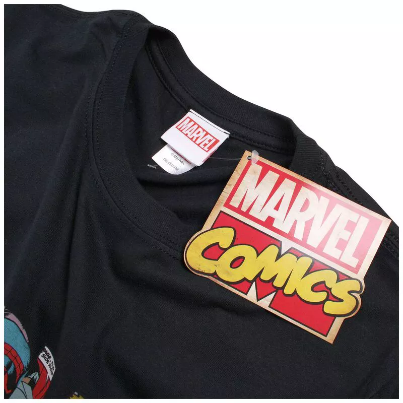 Marvel Mens Comic Strip Logo T-Shirt (Black) | Sportpursuit.com