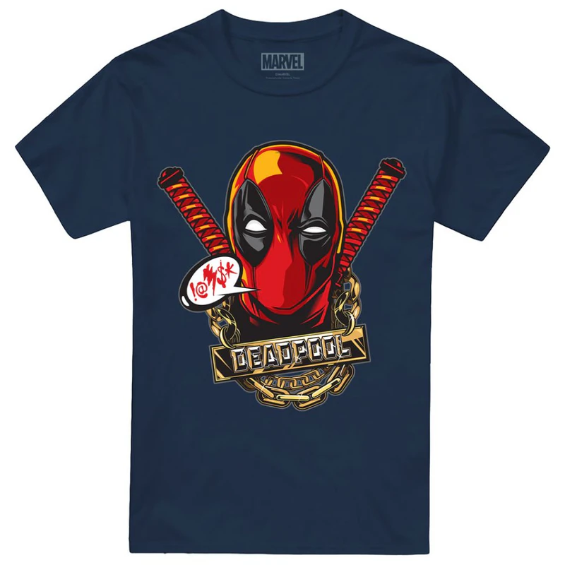 Marvel Deadpool Gangster Short-Sleeve T-Shirt (Navy) | Sportpursuit.co