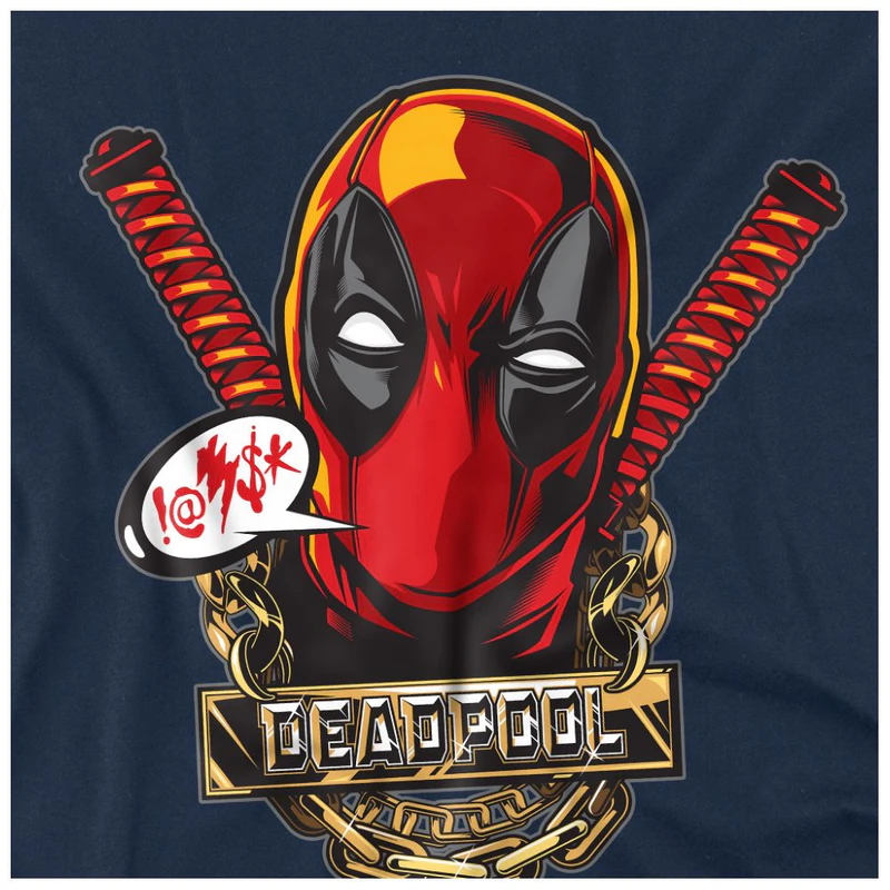 Marvel Deadpool Gangster Short-Sleeve T-Shirt (Navy) | Sportpursuit.co