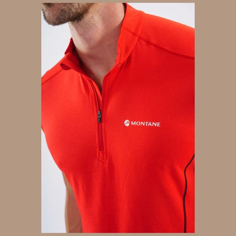 Montane Mens Dart Zip T-Shirt (Alpine Red) | Sportpursuit.com