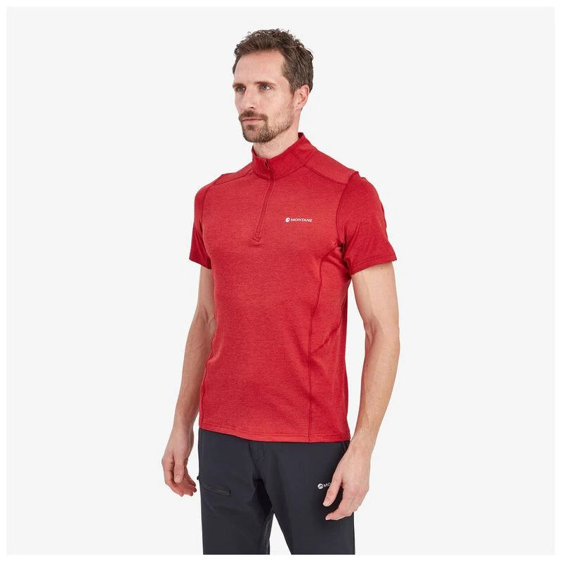Montane Mens Dart Zip T-Shirt (Acer Red) | Sportpursuit.com