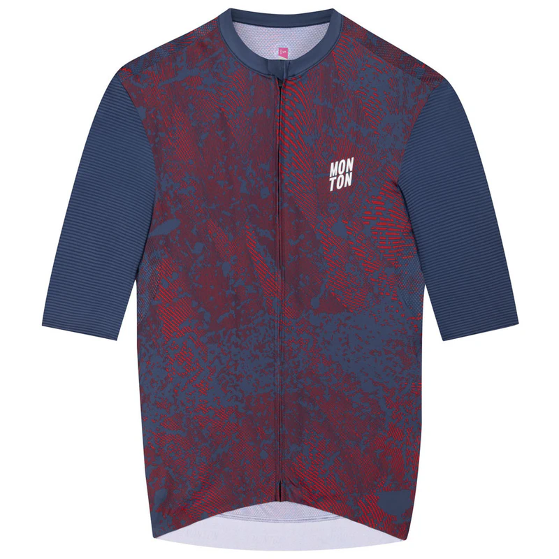 Monton Womens Topography Cycling Jersey (Blue/Red) | Sportpursuit.com