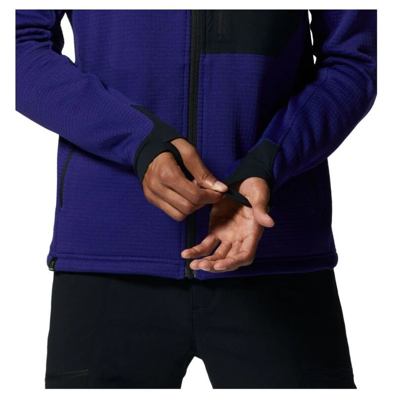 MountainHardwear Mens Polartec Power Grid Hooded Jacket (Klein Blue He