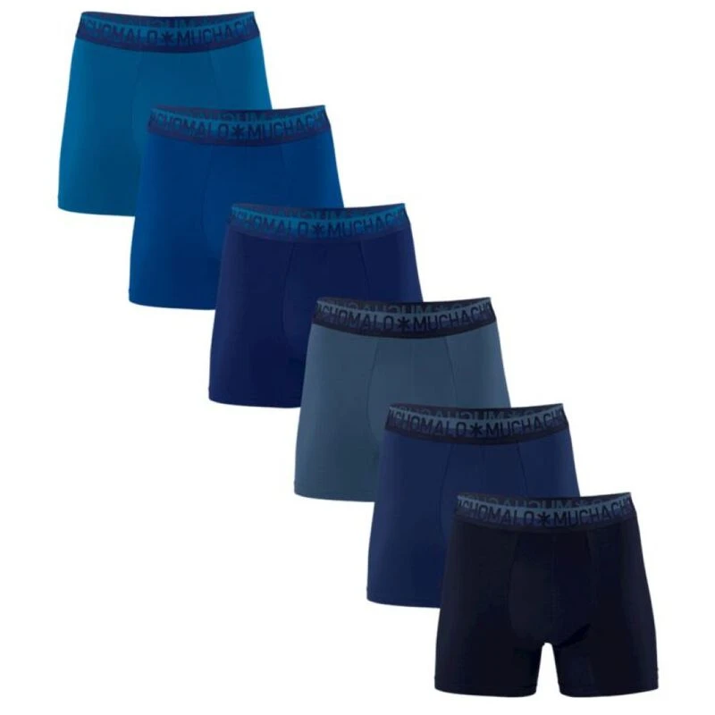 Muchachomalo Mens 6-Pack Solid Cotton Boxer Briefs (Blue) | Sportpursu