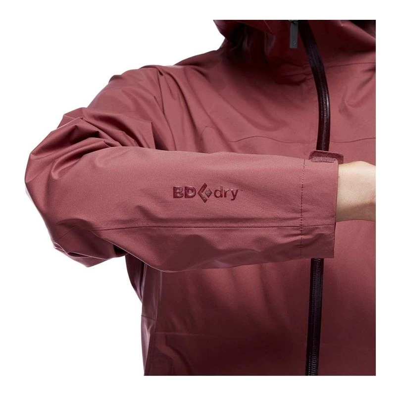 Black Diamond Womens Stormline Stretch Rain Shell Jacket (Black) | Spo