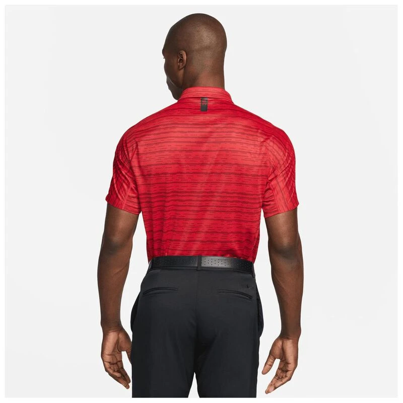 Nike Mens Dri-FIT ADV Tiger Woods Striped Golf Polo (Gym Red/Black/Bla