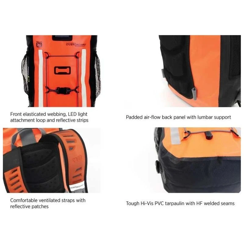 Overboard Pro-Vis 20L Waterproof Backpack (High Vis Orange) | Sportpur