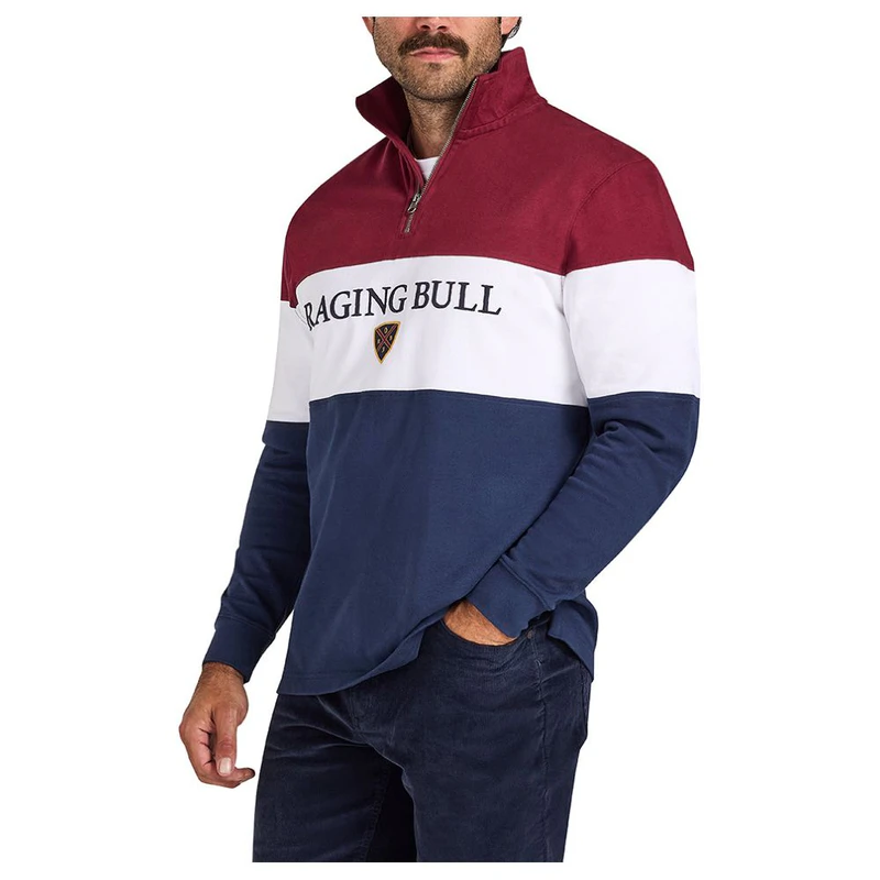 Raging Bull Pull Cut & Sew Quarter Zip Homme (Bleu Marine/Rouge) | pri