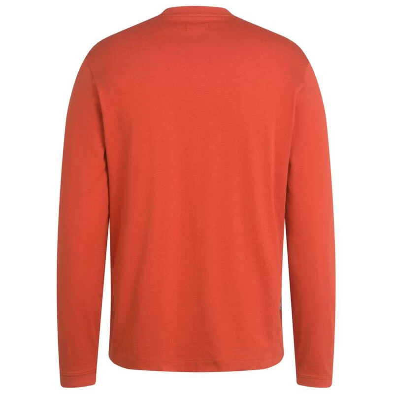 Rapha Mens Logo Long Sleeve T-Shirt (Brick/Off White) | Sportpursuit.c