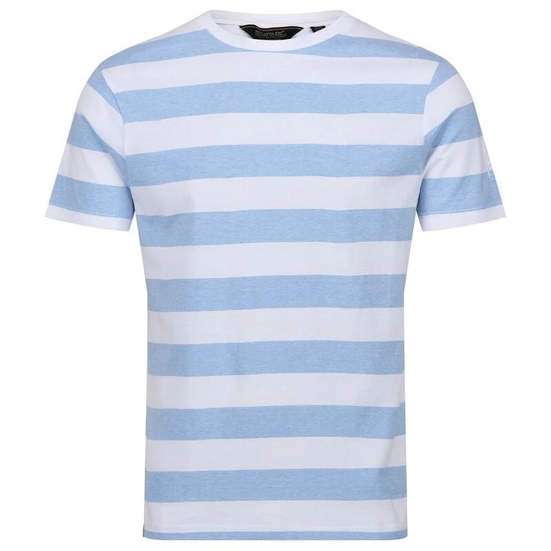 Regatta Mens Ryeden T-Shirt (White/Lake Blue Stripe) | Sportpursuit.co