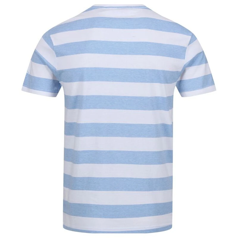 Regatta Mens Ryeden T-Shirt (White/Lake Blue Stripe) | Sportpursuit.co