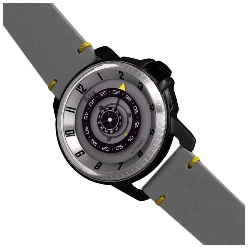 Reign Mens Monarch Automatic Domed Leather Band Watch (Gunmetal/Grey)
