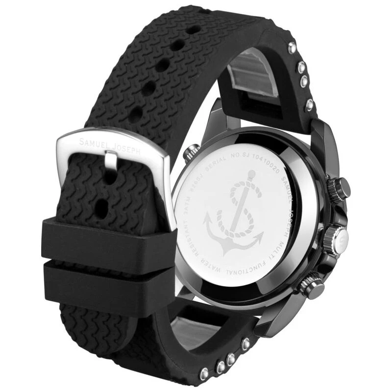 Samuel Joseph Mens Limited Edition Designer Casual Watch (Black/White)