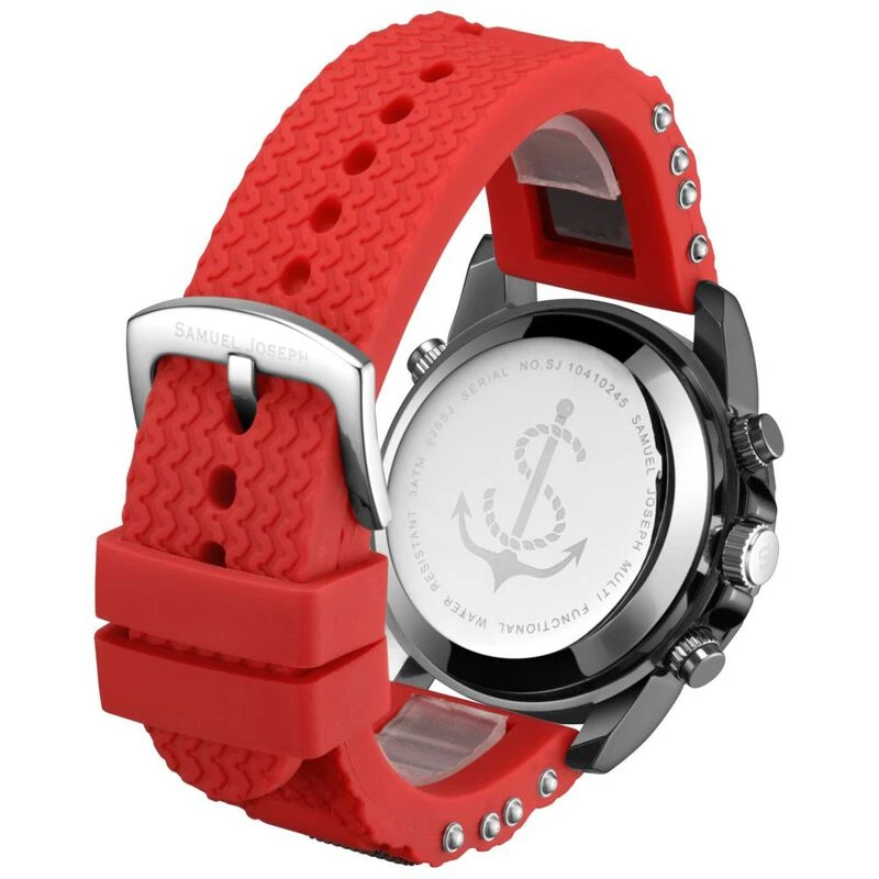 Samuel Joseph Mens Limited Edition Designer Casual Watch (Red) | Sport