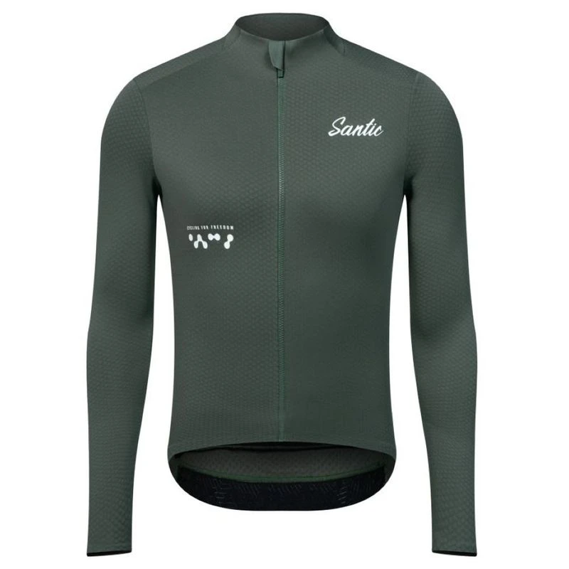 Santic Mens Fusu Thermal LS Jersey (Green) | Sportpursuit.com