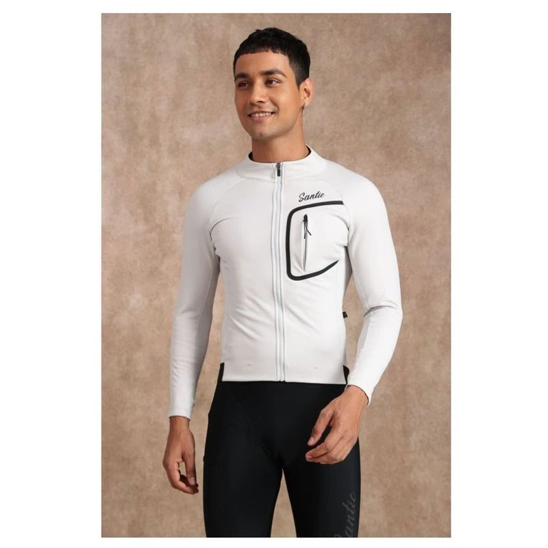 Santic Mens Core IV Thermal Jersey (White) | Sportpursuit.com