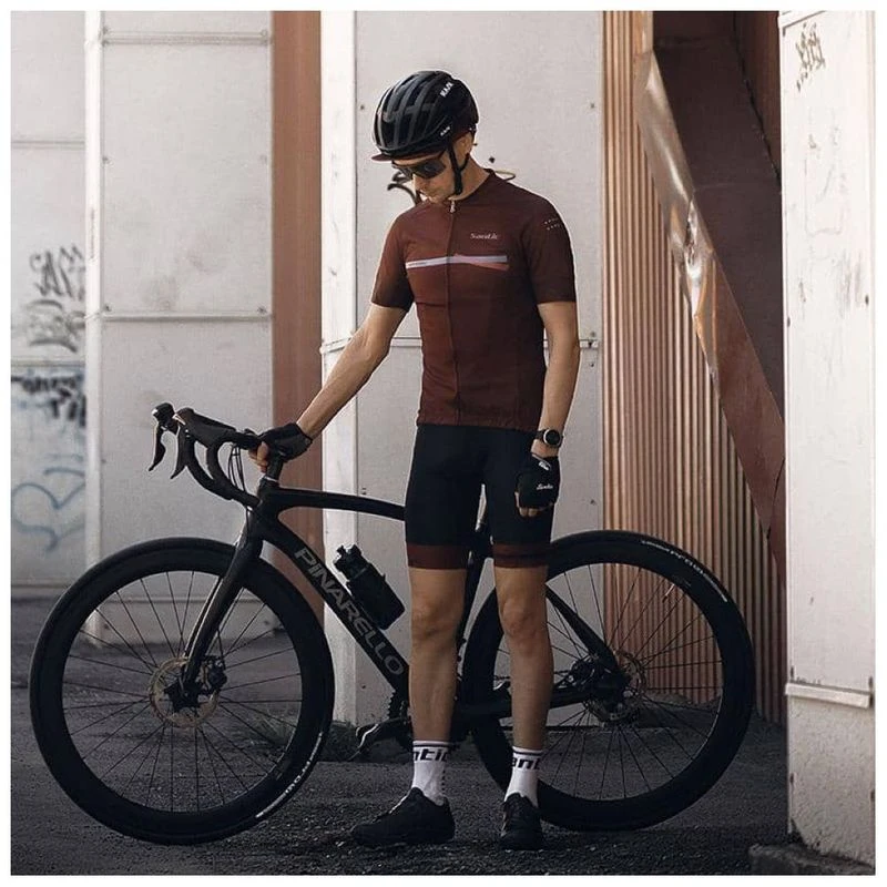 Santic Mens CD Bib Short And Jersey Clothing Set (Red) | Sportpursuit.