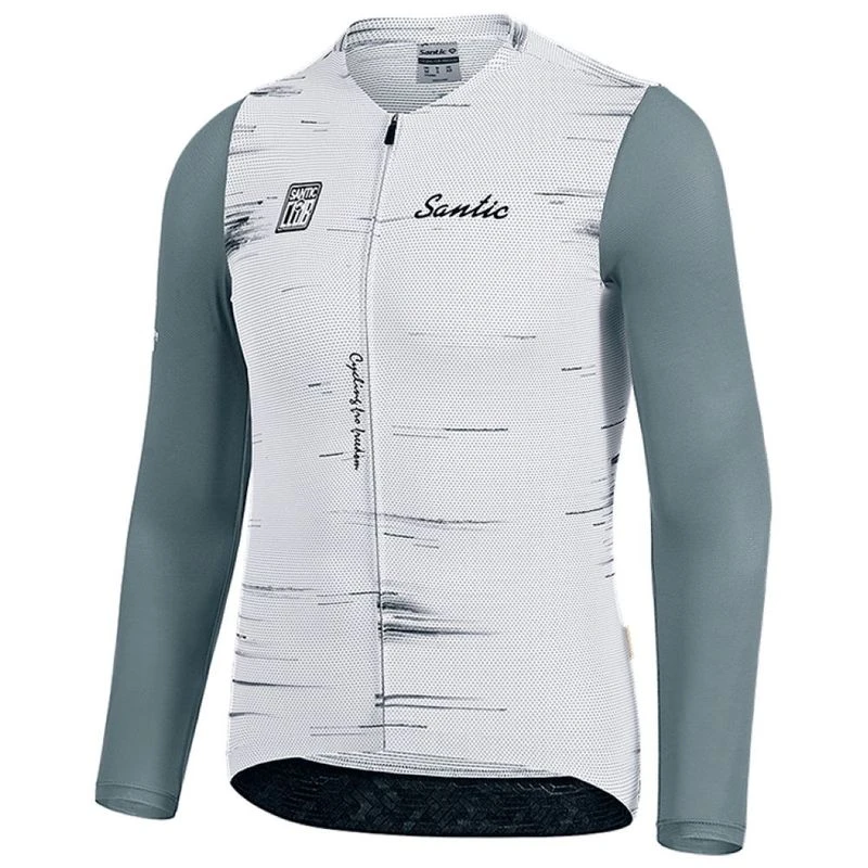 Santic Mens Weizhe L/S Jersey (White/Grey) | Sportpursuit.com