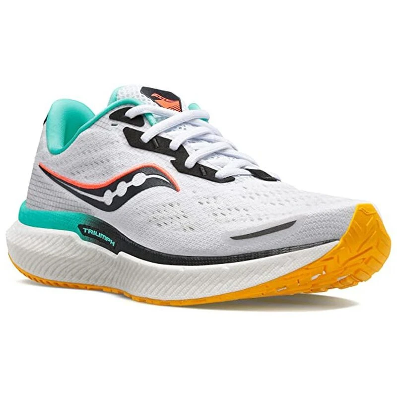 Saucony Womens Triumph 19 Running Shoes (White/Black/Vizi) | Sportpurs