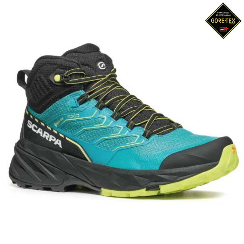 Scarpa Womens Rush 2 Mid GTX Approach Shoes (Baltic Blue/Sunny Lime)