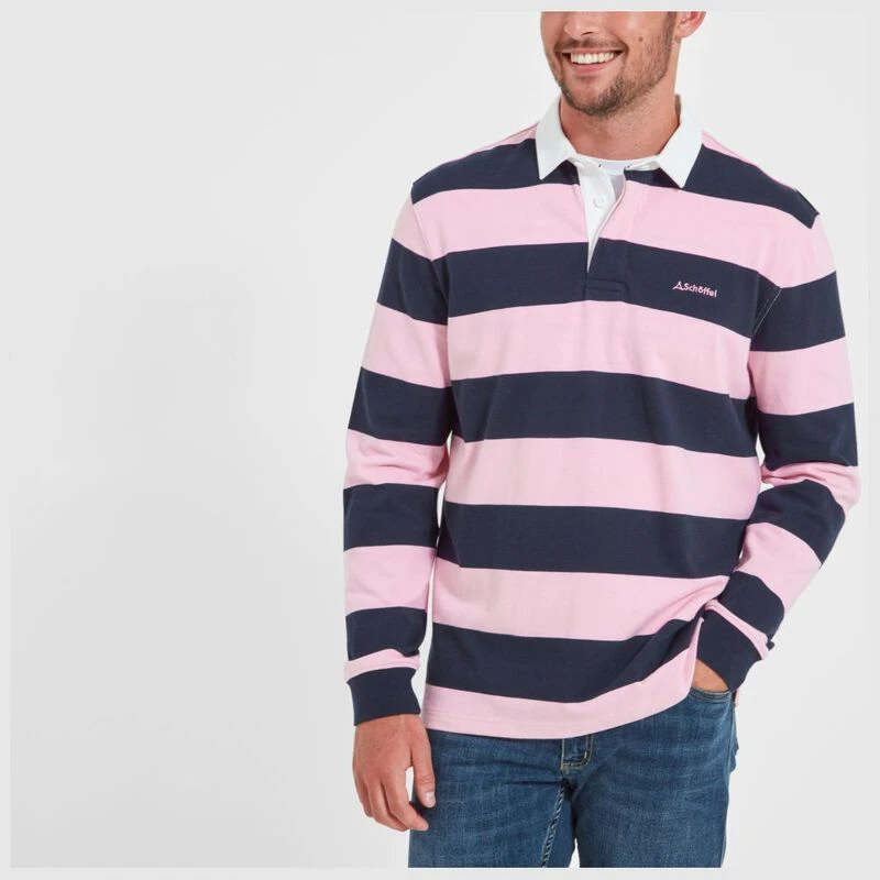 Schoffel Mens St Mawes Rugby Shirt (Navy/Pink Stripe) | Sportpursuit.c