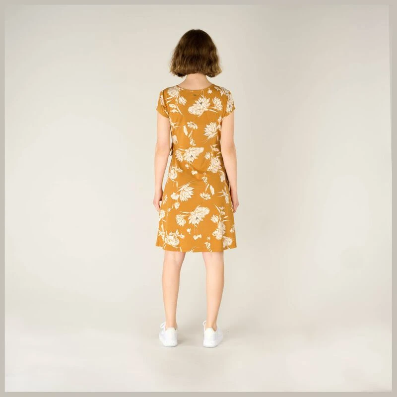 Sherpa Womens Padma Wrap Dress (Caramel Lotus) | Sportpursuit.com