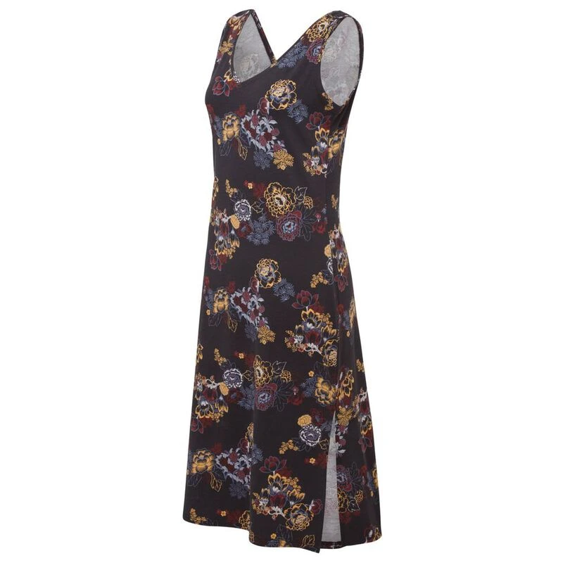 Sherpa Womens Padma Midi Dress (Black Print) | Sportpursuit.com