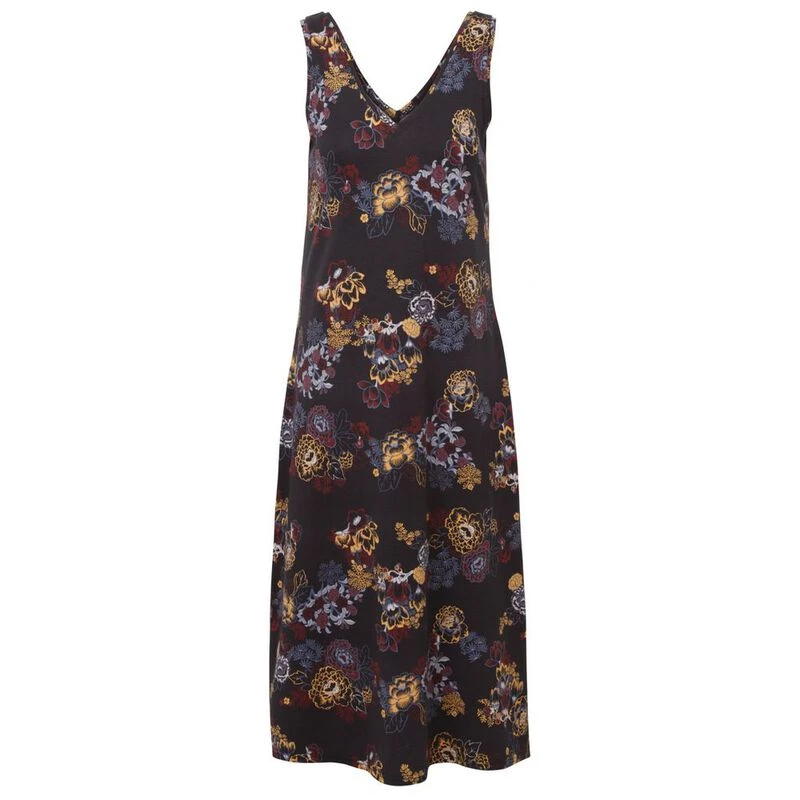 Sherpa Womens Padma Midi Dress (Black Print) | Sportpursuit.com