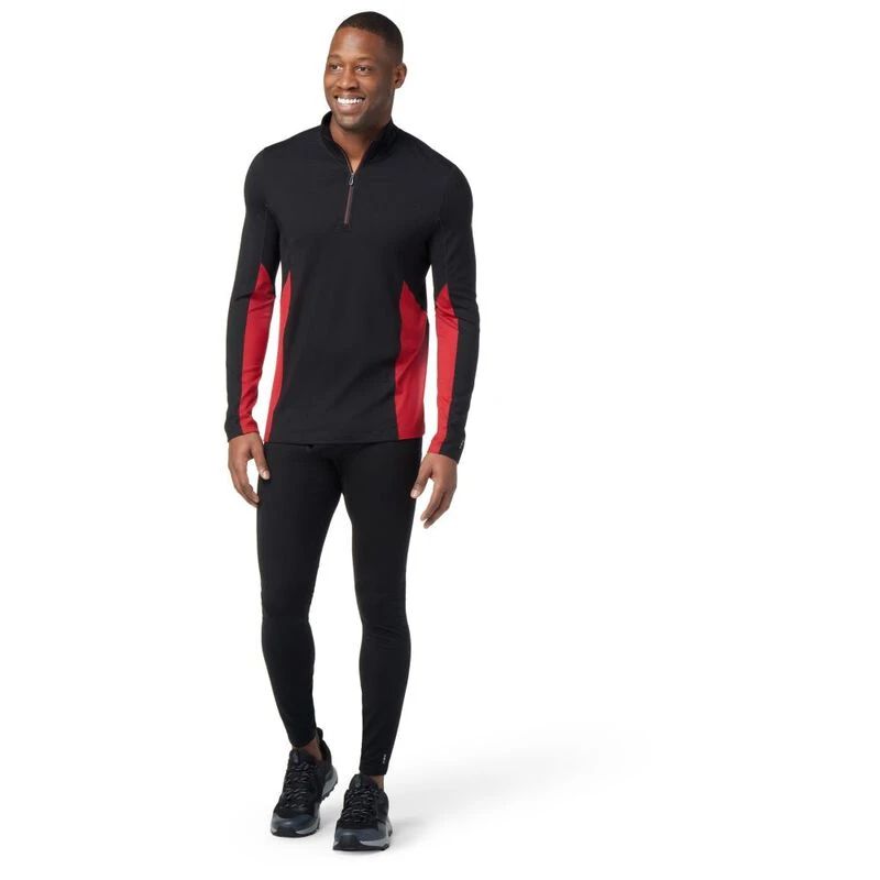 Smartwool Mens Merino Sport 1/4 Zip Pullover (Black/Rythmic Red) | Spo