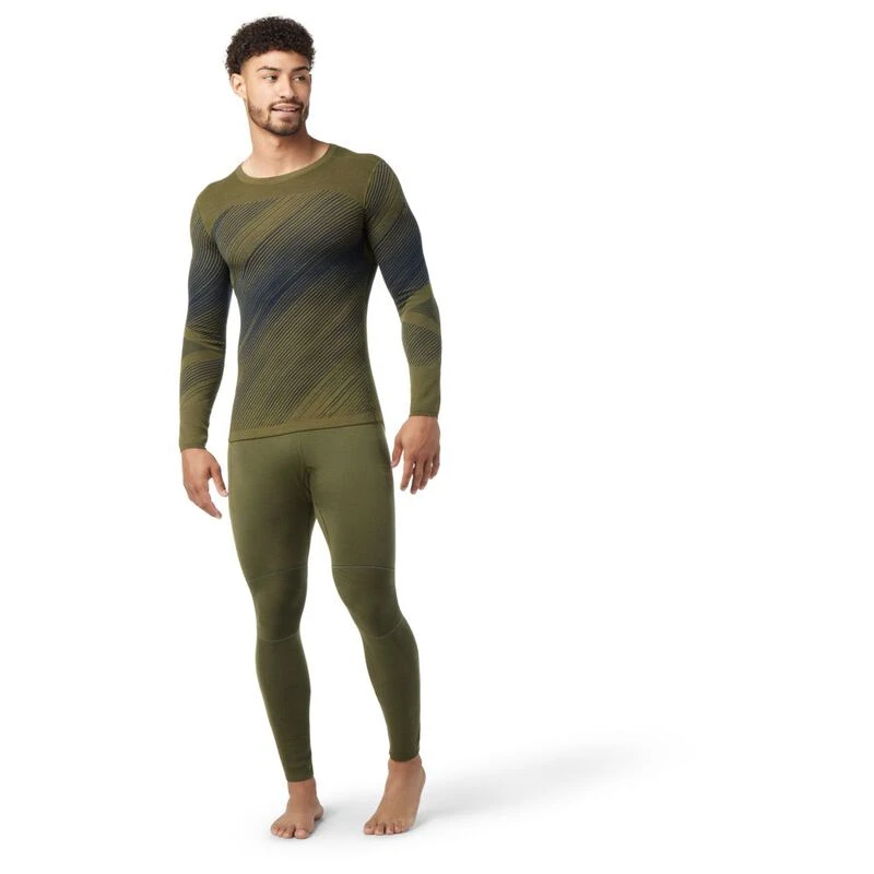 Smartwool Mens Intraknit Thermal Pullover (Winter Moss Angled) | Sport