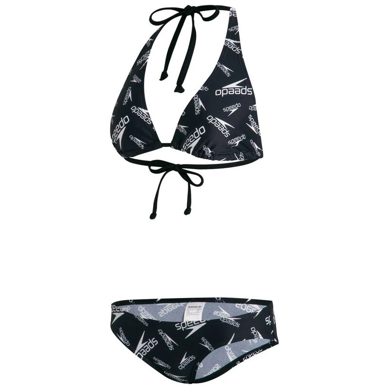 Speedo Womens Solid Triangle Bikini (Black/White) | Sportpursuit.com