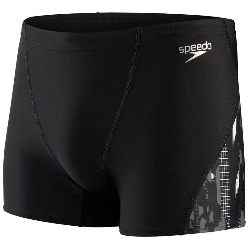Speedo Mens Allover V-Cut Aquashorts (Black/Grey) | Sportpursuit.com