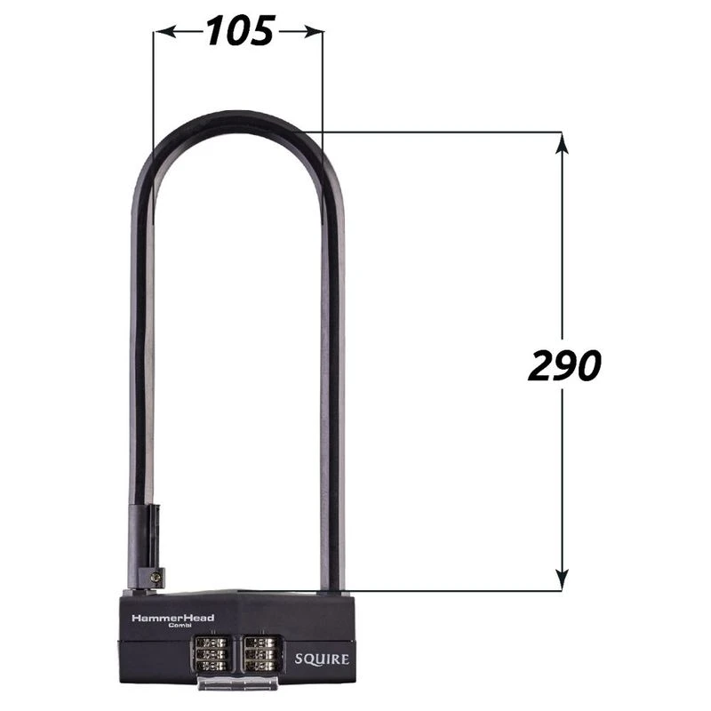 Squire Locks Hammerhead Combi 290/10C Lock (Black) | Sportpursuit.com