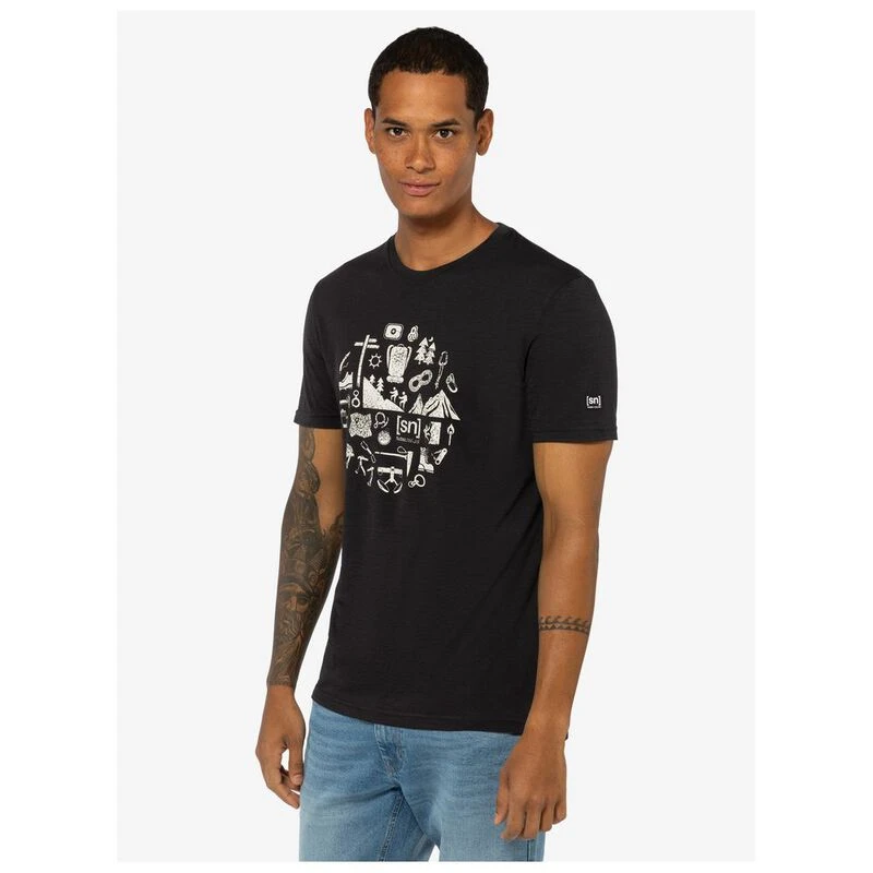 Super Natural Mens Well Equipped T-Shirt (Jet Black/Semolina) | Sportp